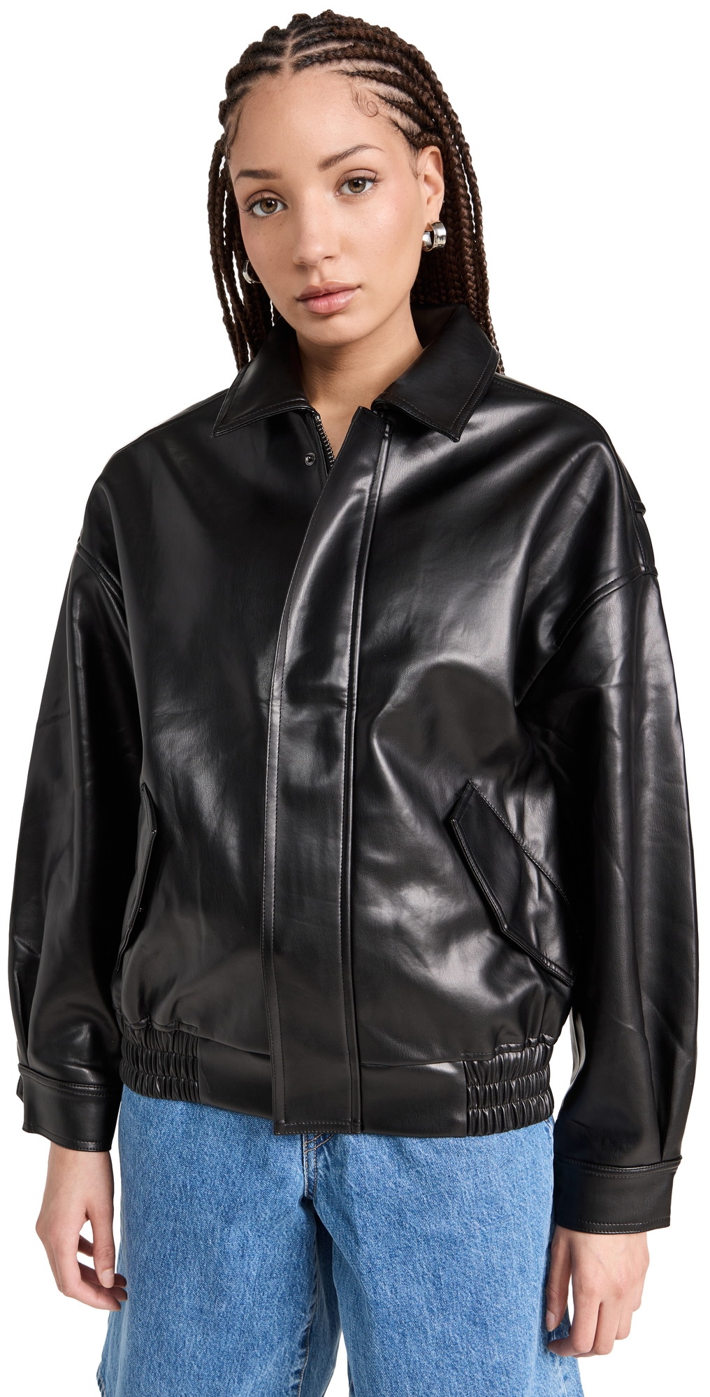 LIONESS Lioness Kenny Bomber Faux Leather Jacket